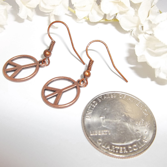 wvluckygirl | Jewelry | Unisex Copper Peace Symbol Sign Earrings Boho ...